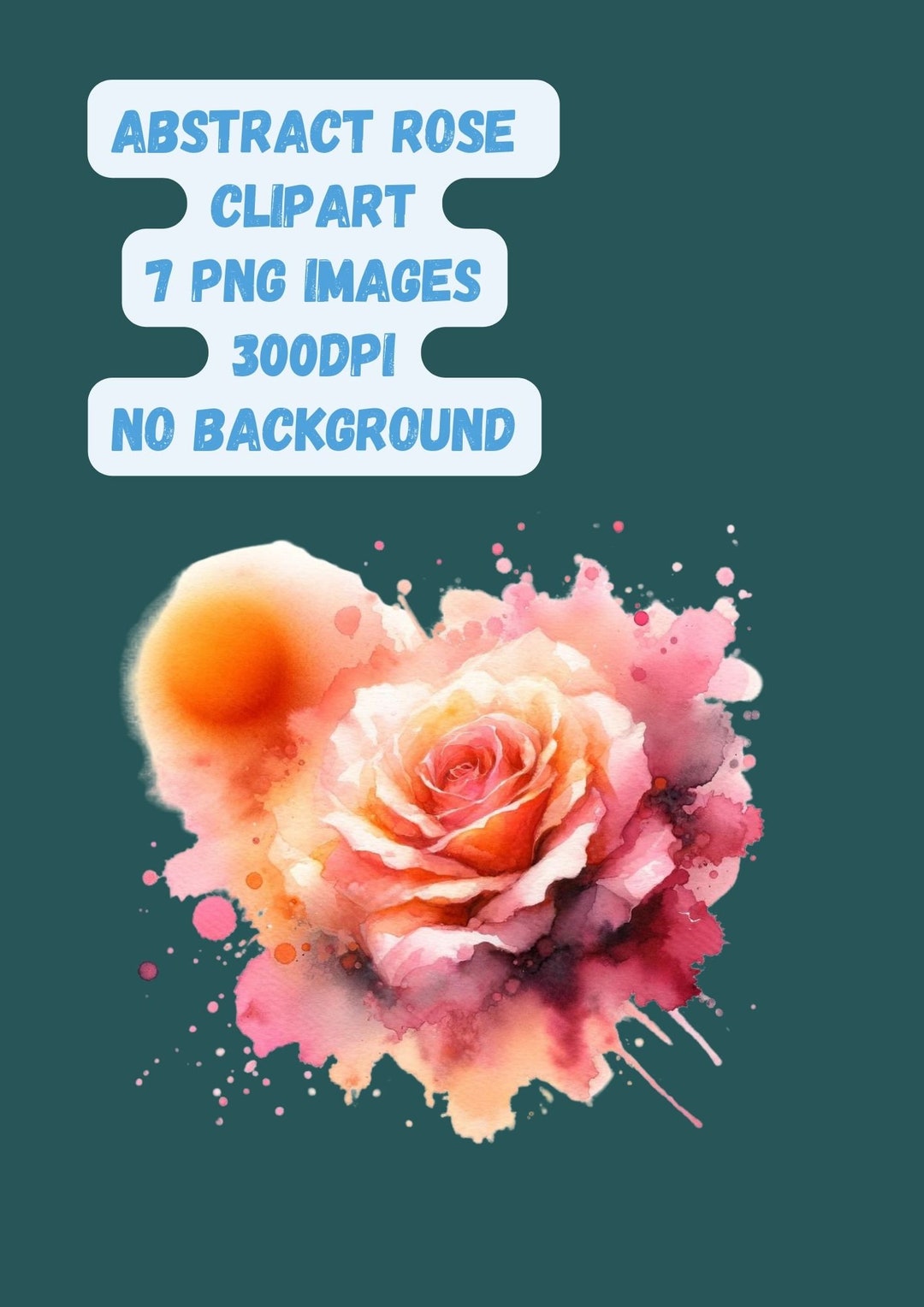 Watercolor Abstract Rose Clip Art 7 Images 300 DPI PNG - Etsy