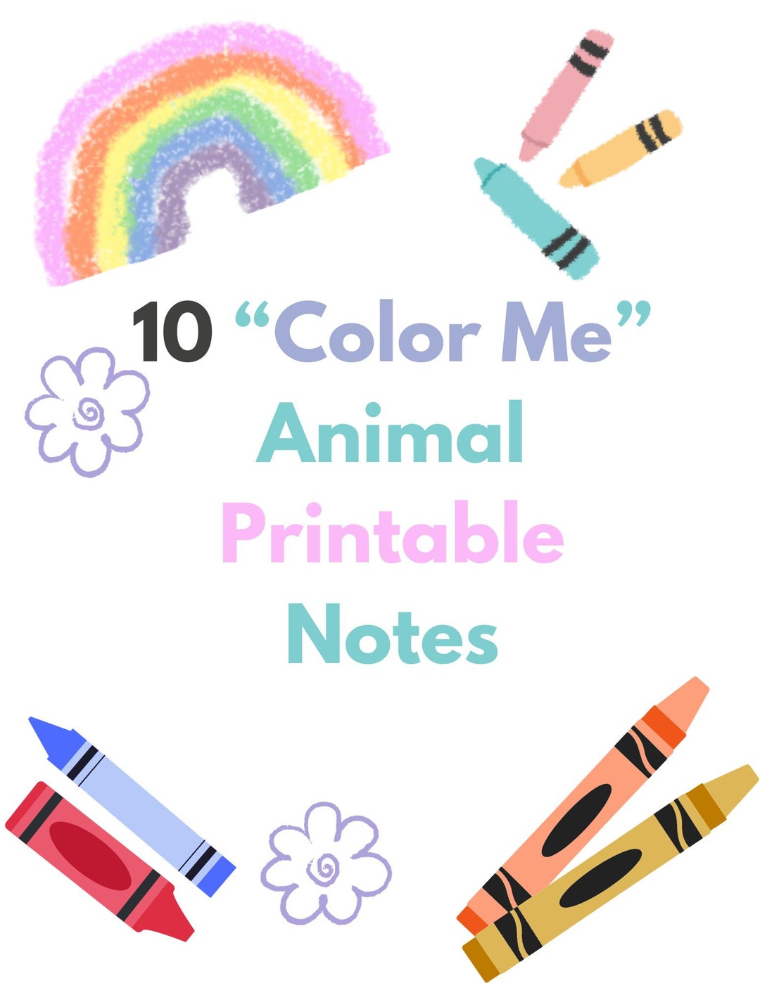 10 "color Me" Animal Printable Note Cards - Etsy