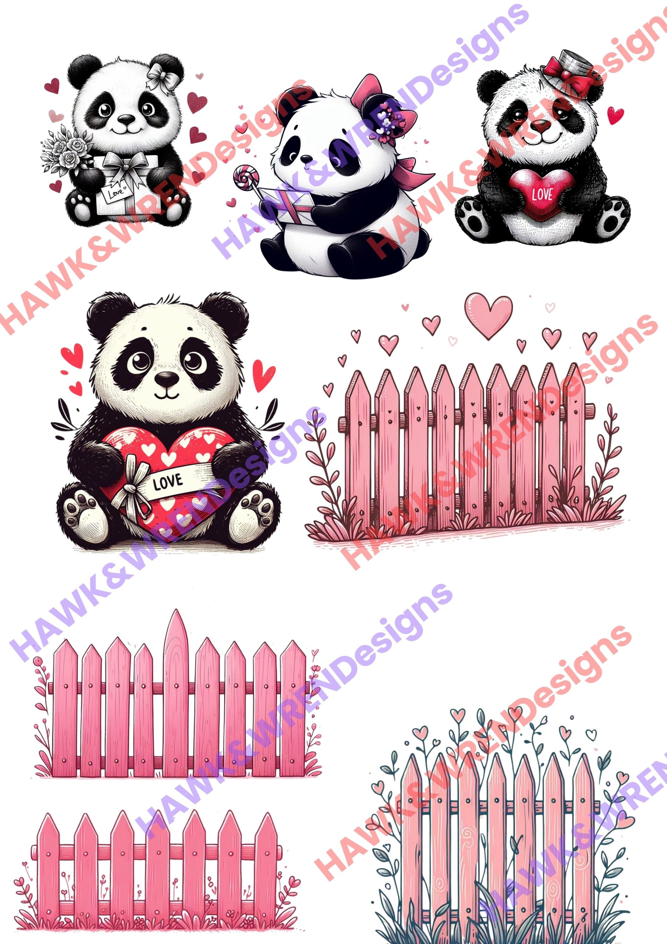 Valentine Panda Clipart - Perfect for Cards, Crafts, and Love-themed ...