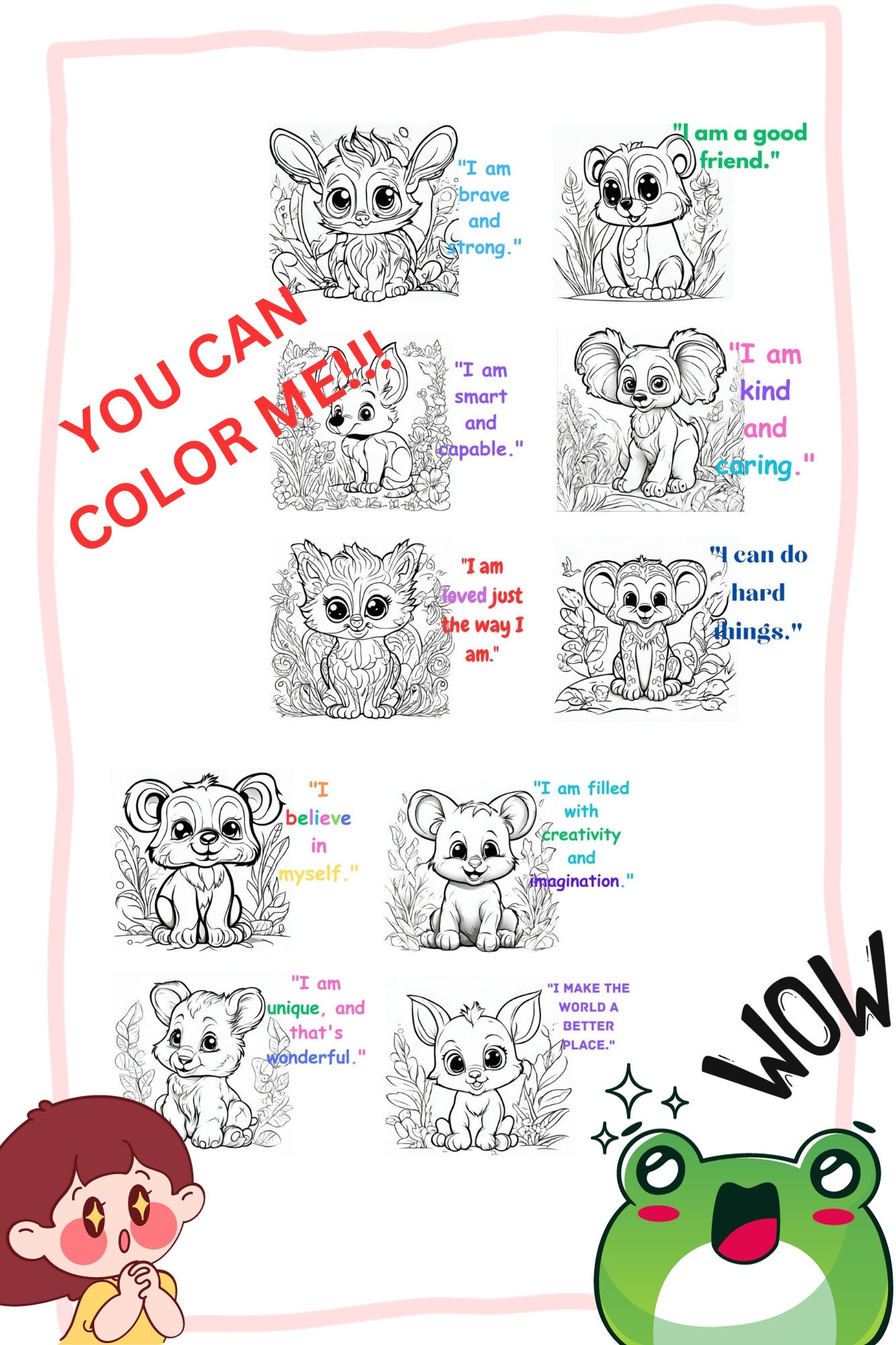 10 color Me Animal Printable Note Cards - Etsy