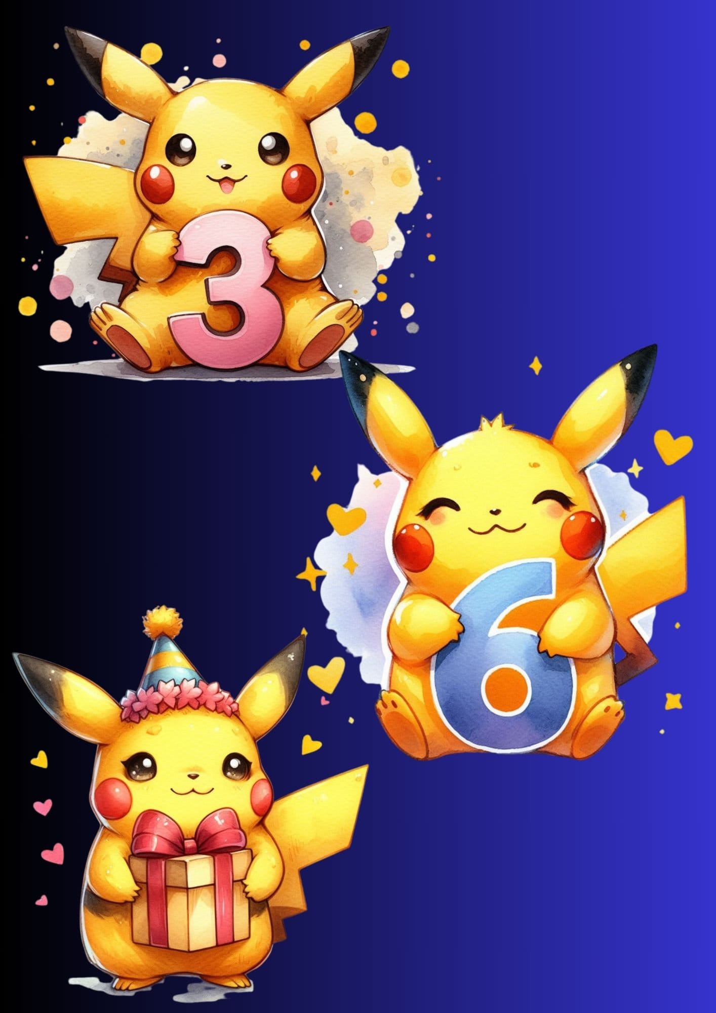 Pikachu Birthday Clipart - Age 1 to 10 - Printable Digital Download - Etsy