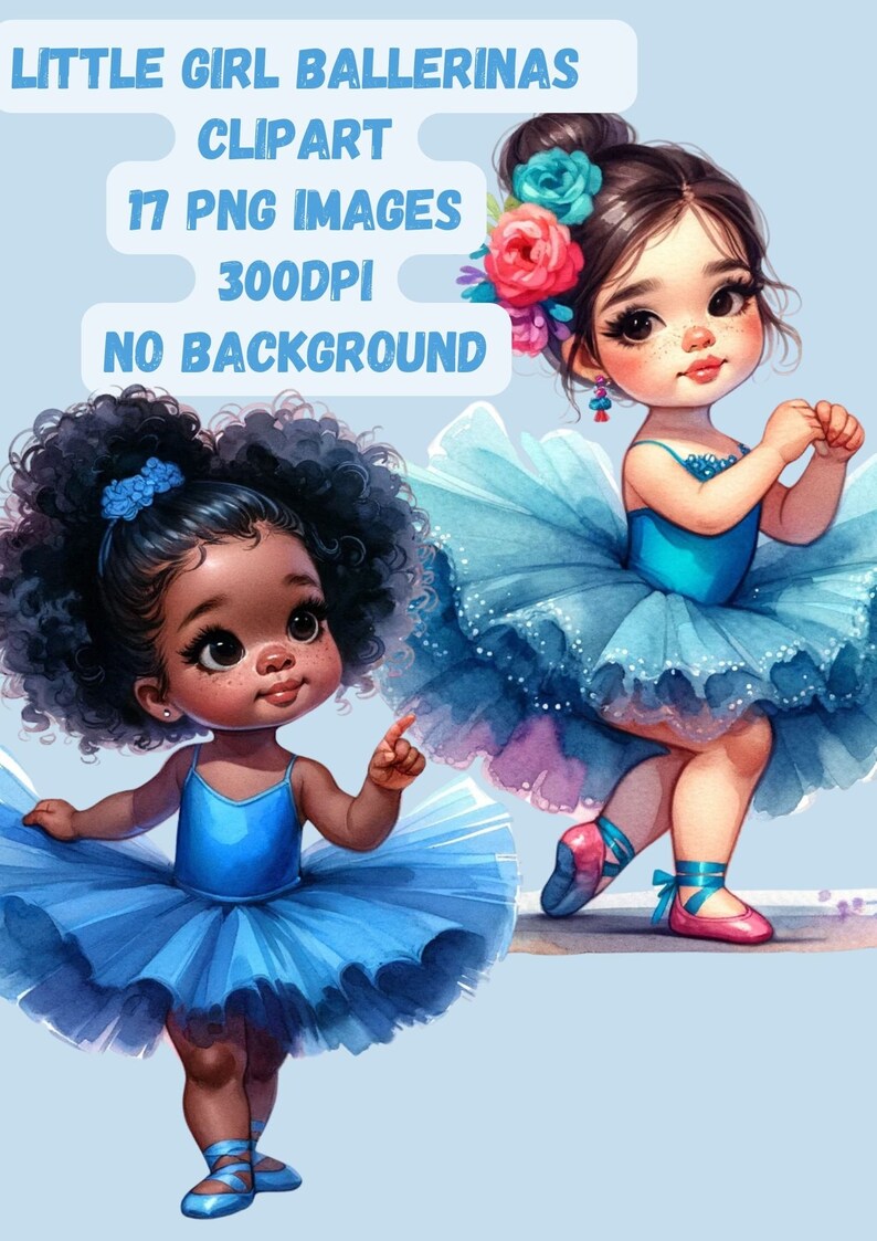 Blue Ballerina Little Girl Clip Art 300 DPI PNG Images - Etsy
