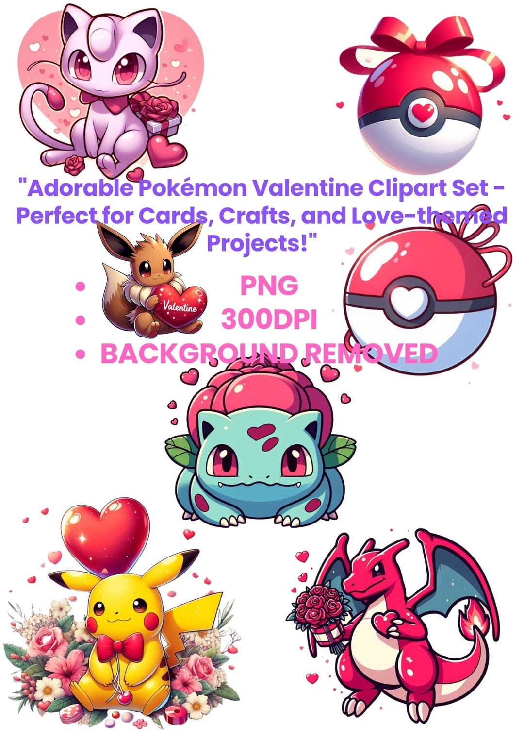 Valentine Pokémon Clipart UPDATED as of 1-27-24 - Etsy
