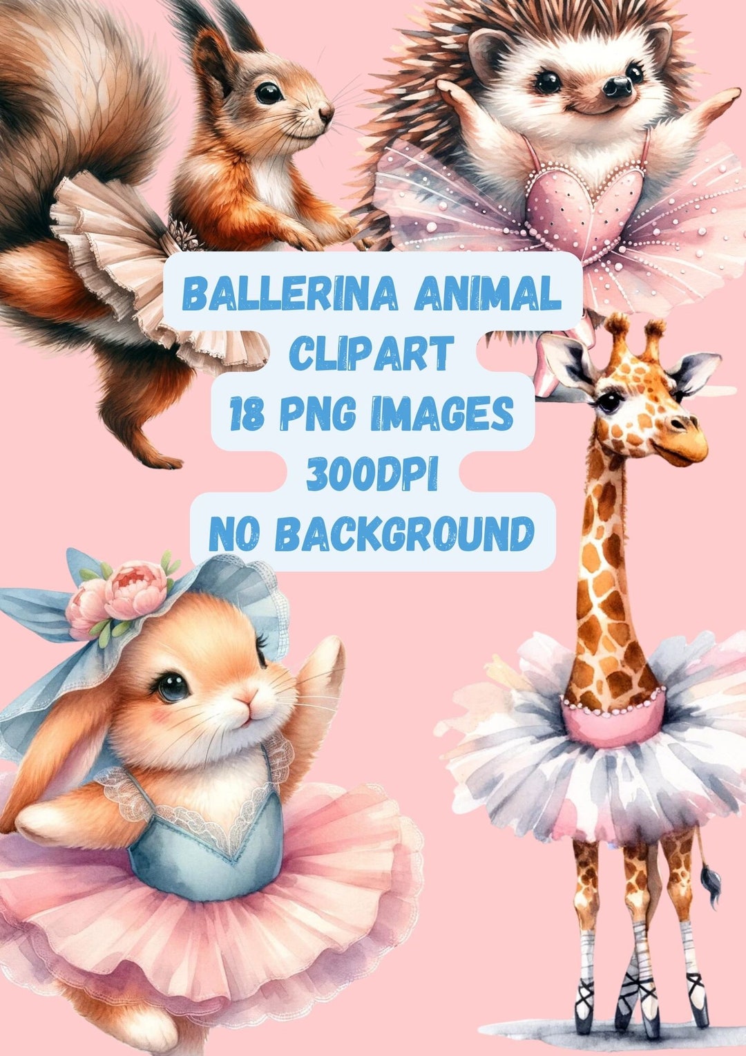 Ballerina Animals Clip Art, 18 Images 300 DPI PNG - Etsy
