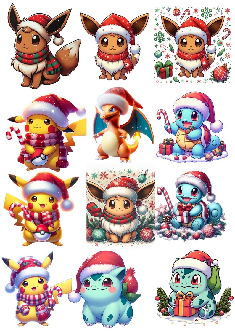 Christmas Pokemon Clipart - Etsy