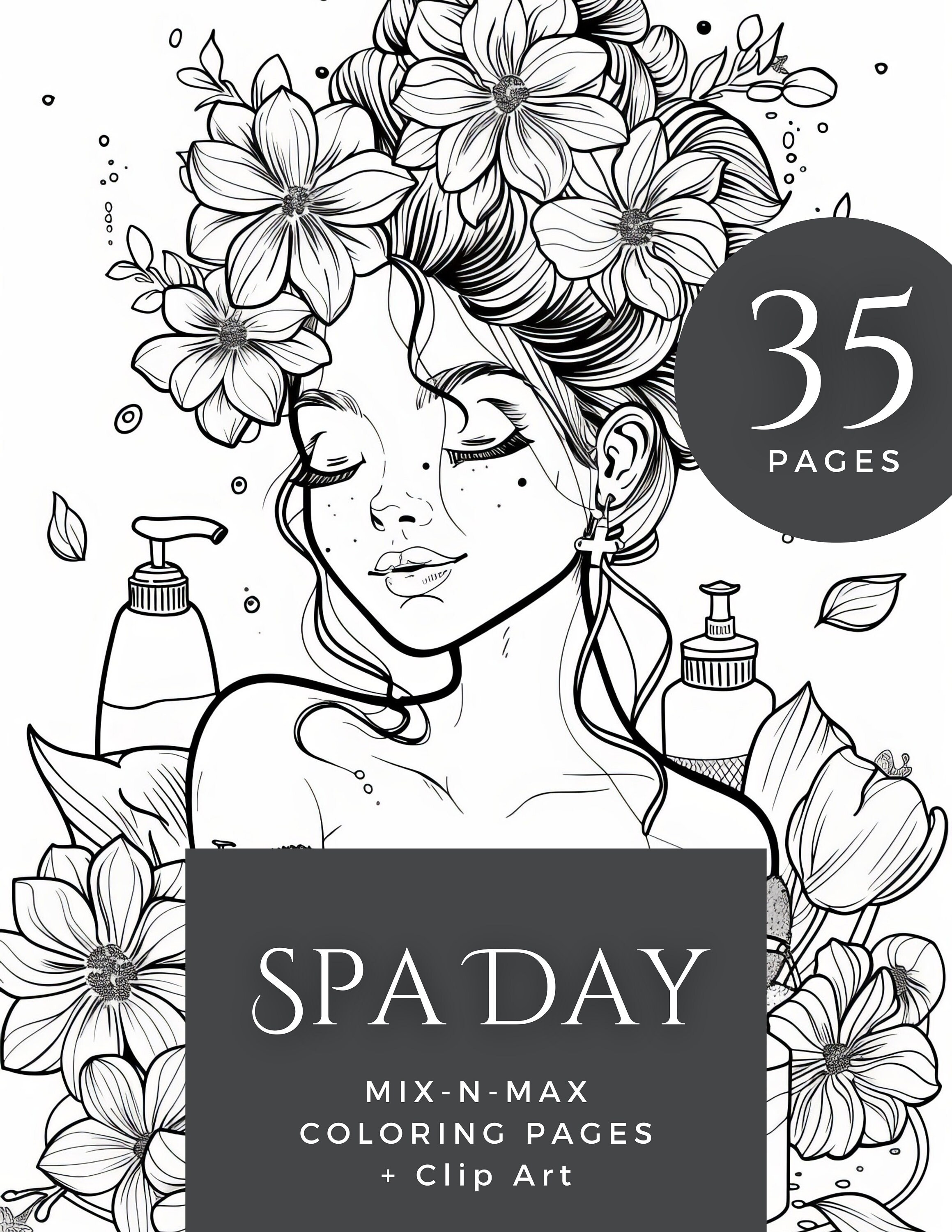 Spa Day Coloring Sheets and Clip Art PNG - Etsy