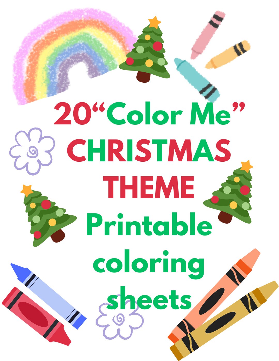 20 Christmas Printable Coloring Sheets - Etsy