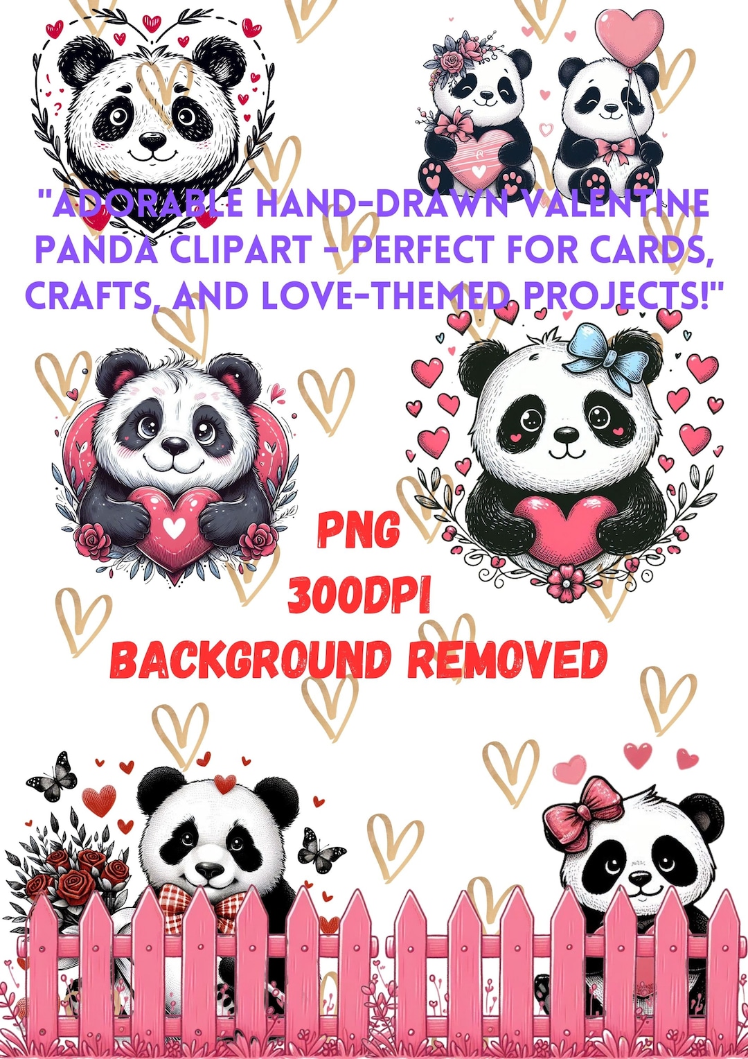 Valentine Panda Clipart - Perfect for Cards, Crafts, and Love-themed ...