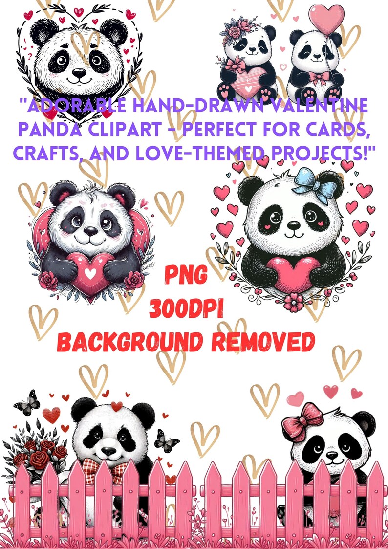 Valentine Panda Clipart - Perfect for Cards, Crafts, and Love-themed ...