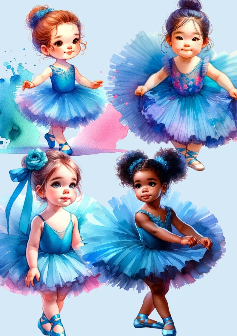 Blue Ballerina Little Girl Clip Art 300 DPI PNG Images - Etsy Australia