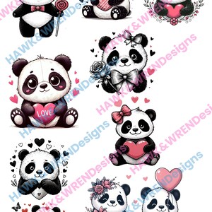 Valentine Panda Clipart - Perfect for Cards, Crafts, and Love-themed ...