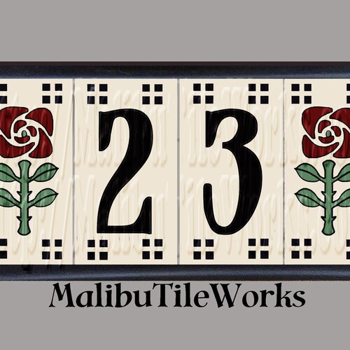 House Numbers Craftsman Rose Set Address Tiles Craftsman Rose - Etsy