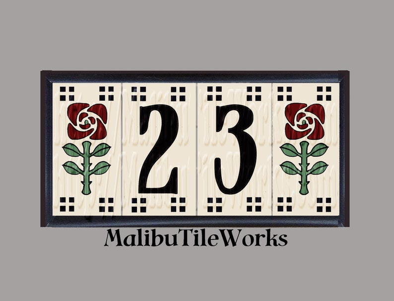 House Numbers Craftsman Rose Set Address Tiles Craftsman Rose - Etsy