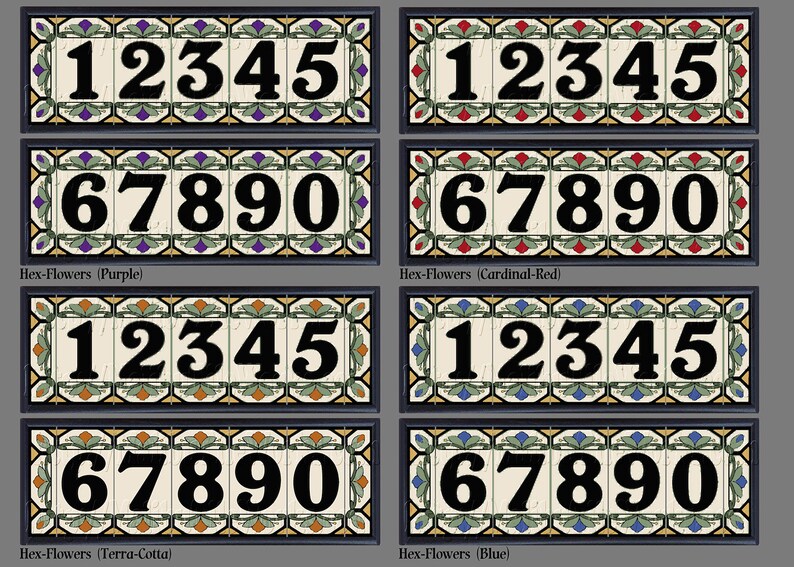 House Numbers Address Tiles Framed Set Custom Address Tiles | Etsy