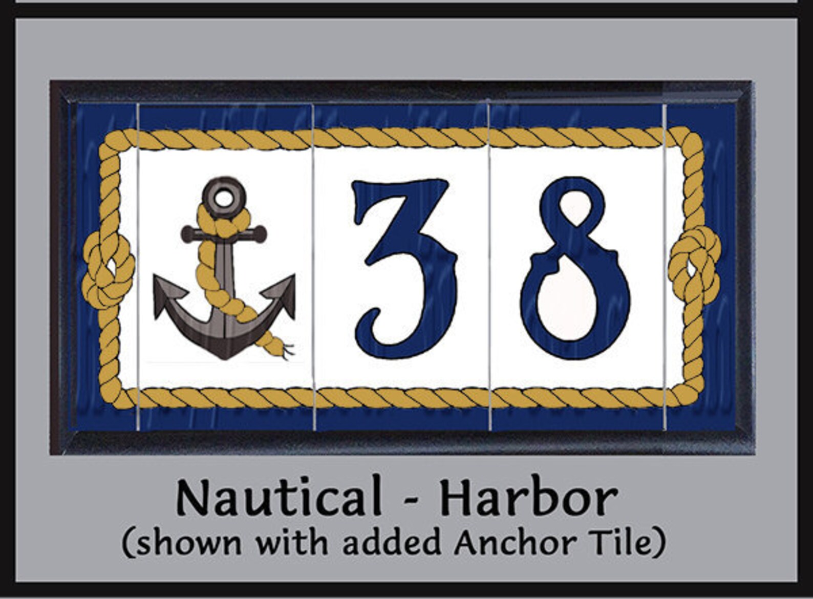 Nautical Harbor House Numbers Address Tiles Framed Set - Etsy