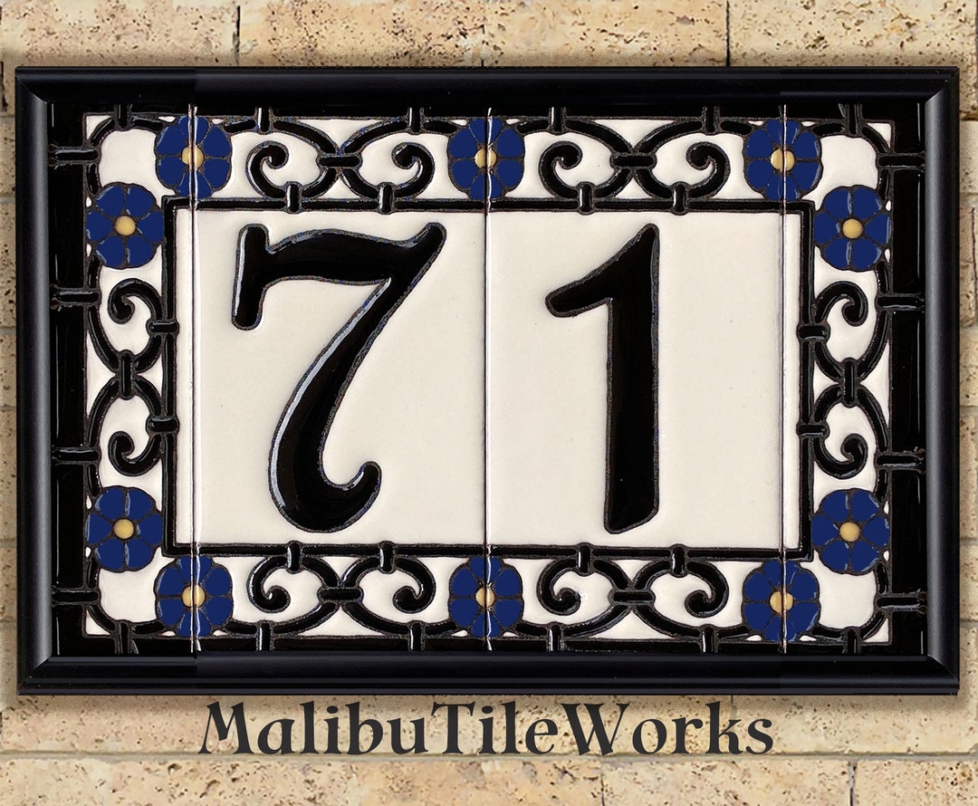 House Numbers Address Numbers Tiles Framed Set Spanish Style Custom ...