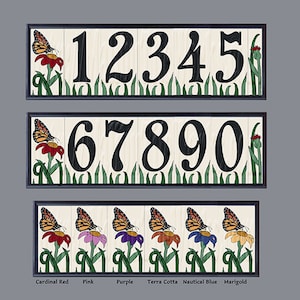 House Numbers Butterfly Tiles Ceramic Framed Set - Address Tiles ...
