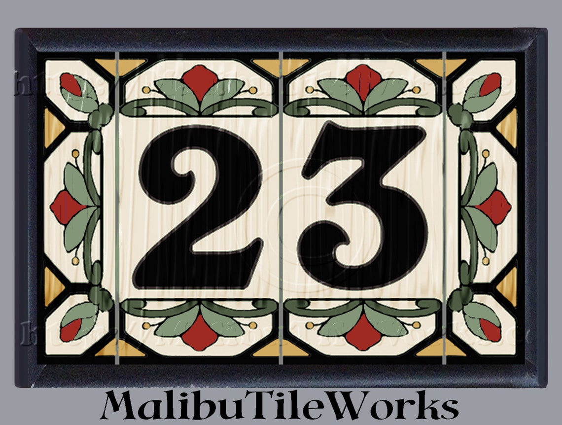 House Numbers Address Tiles Framed Set Custom Address Tiles - Etsy