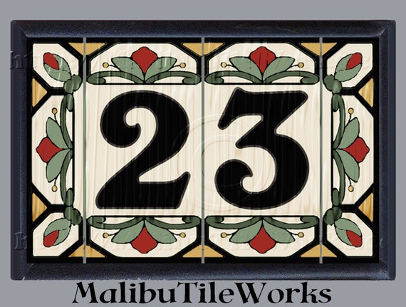 House Numbers Address Tiles Framed Set Custom Address Tiles | Etsy