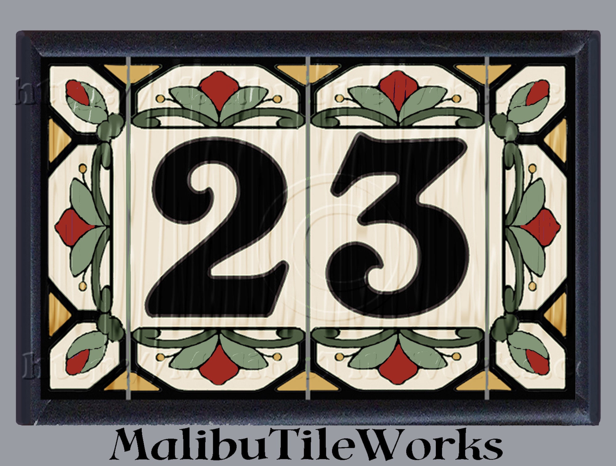 House Numbers Address Tiles Framed Set Custom Address Tiles | Etsy