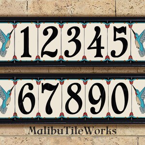 Hummingbird Deco House Numbers Address Tiles Framed Set Custom Street ...