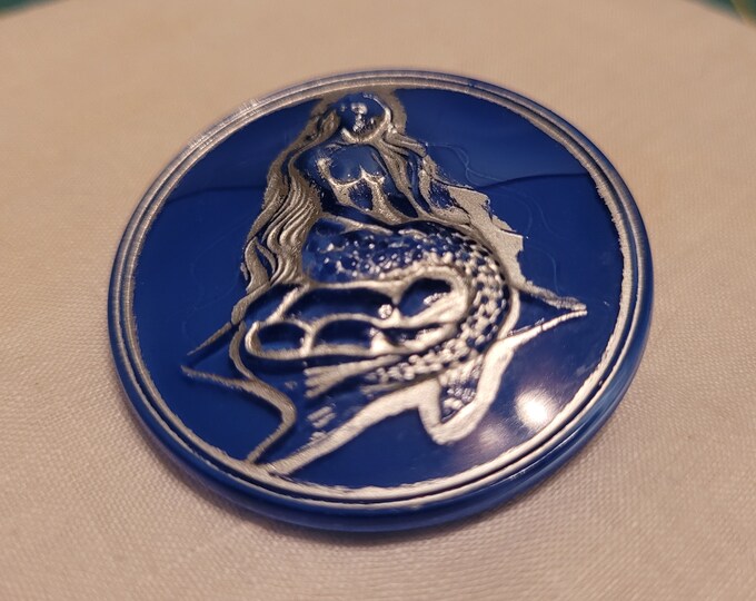 Large Czech Blue Glass Mermaid Button - Etsy