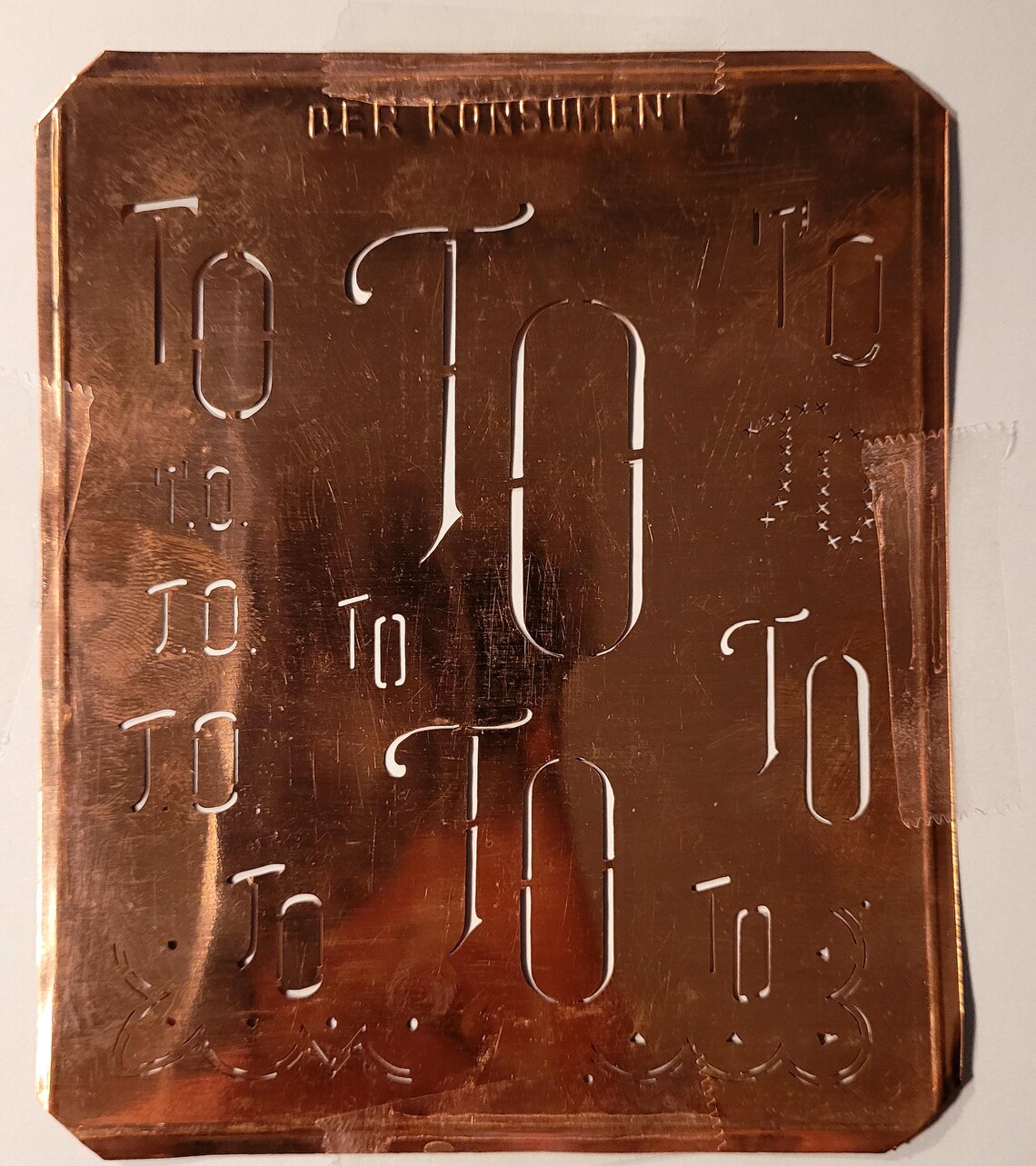 Set of 3 Antique German Copper Monogram Stencils TO - Etsy