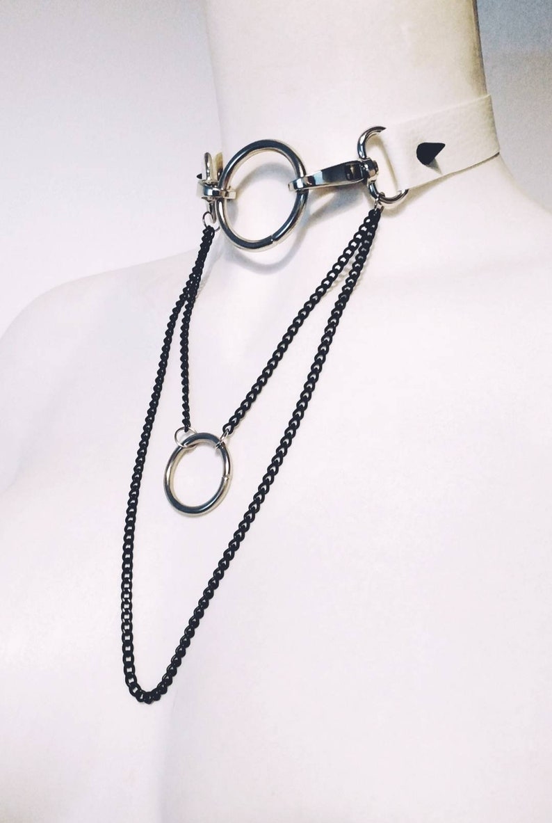 CHAINO - Choker With Chain Ring O and Rivet Punk and Visual Kei ...