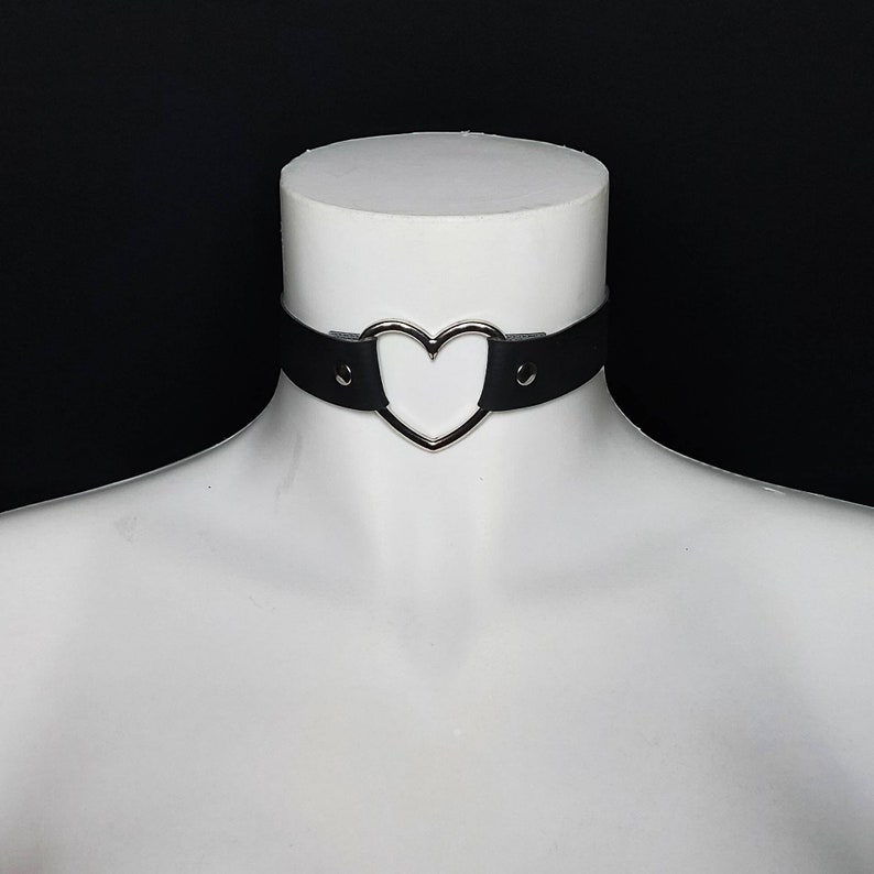 HEART Choker Heart Chain Leather Come Synthetic Leather Fabric Choker ...