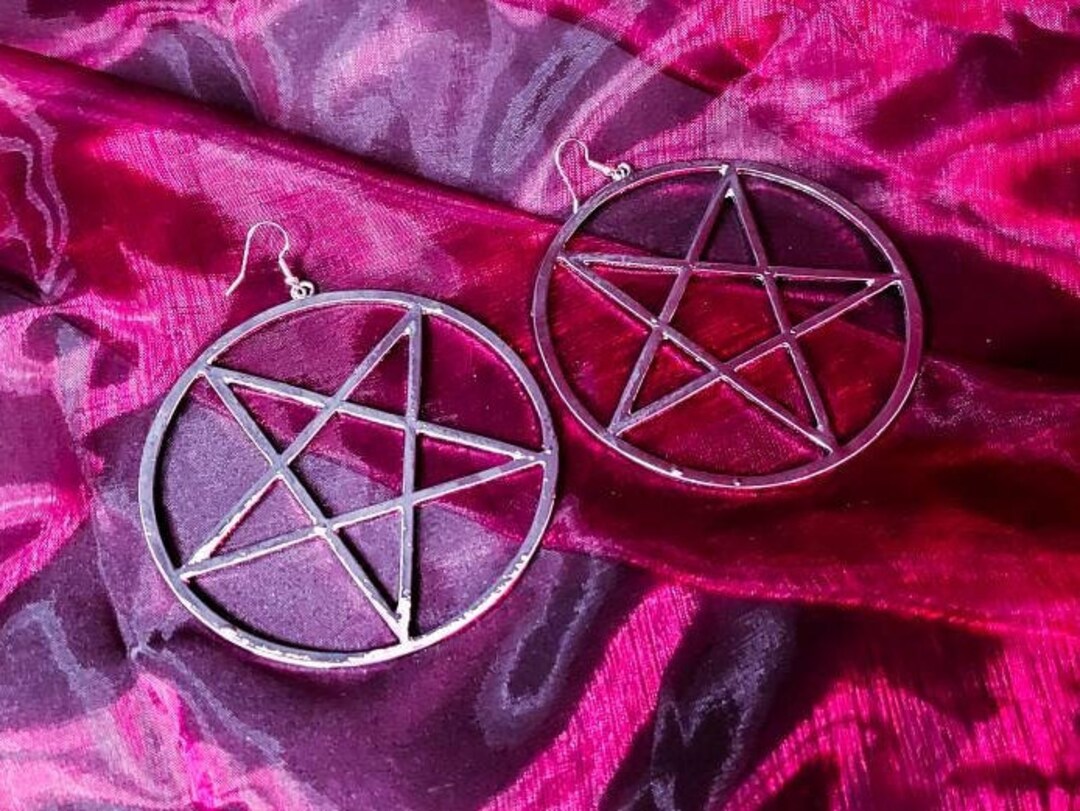 Silver Giant Pentagram Earrings - Abiism Store - Etsy