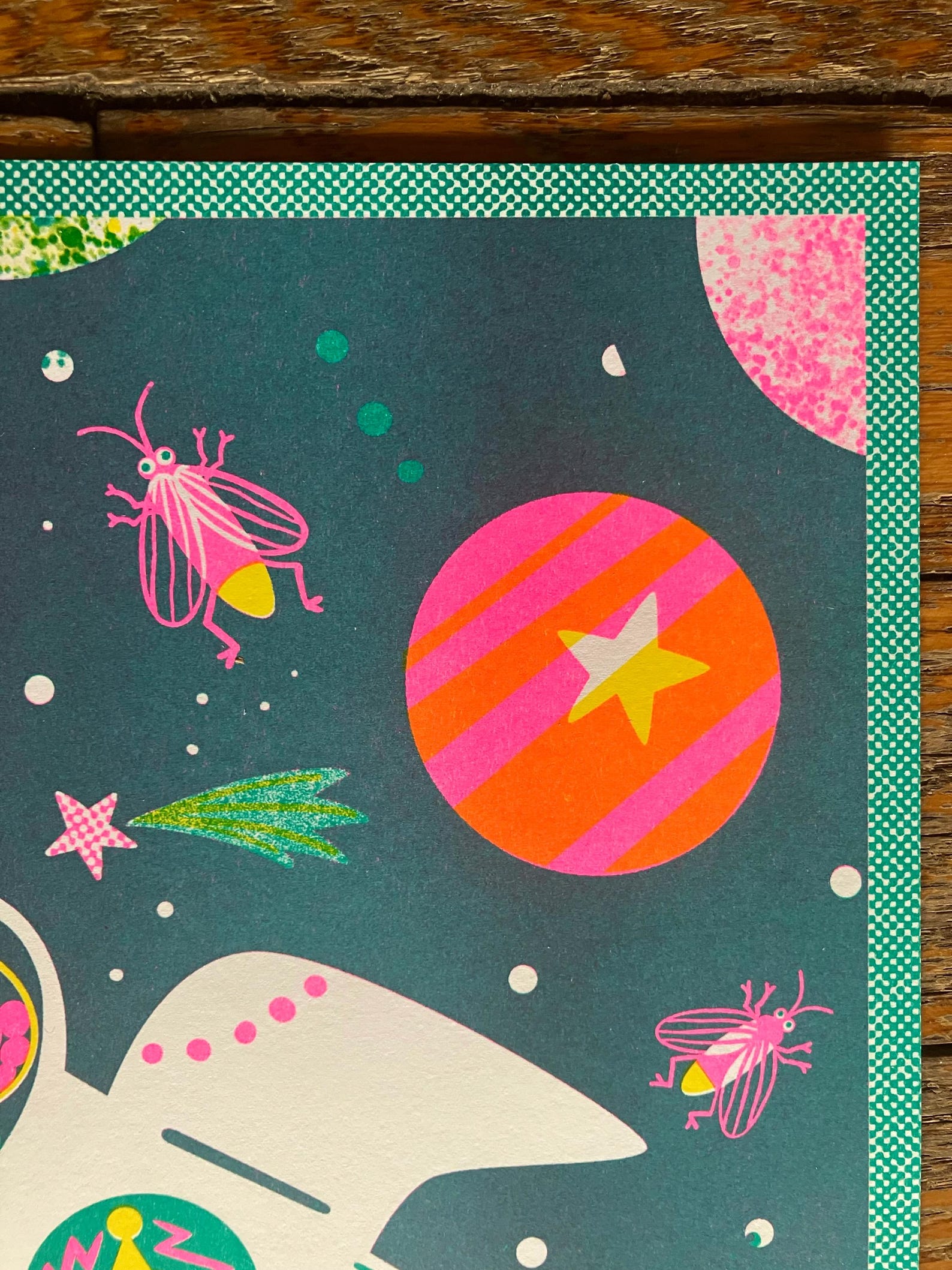 Retro Rocket Girl in Space Risograph Print - Etsy