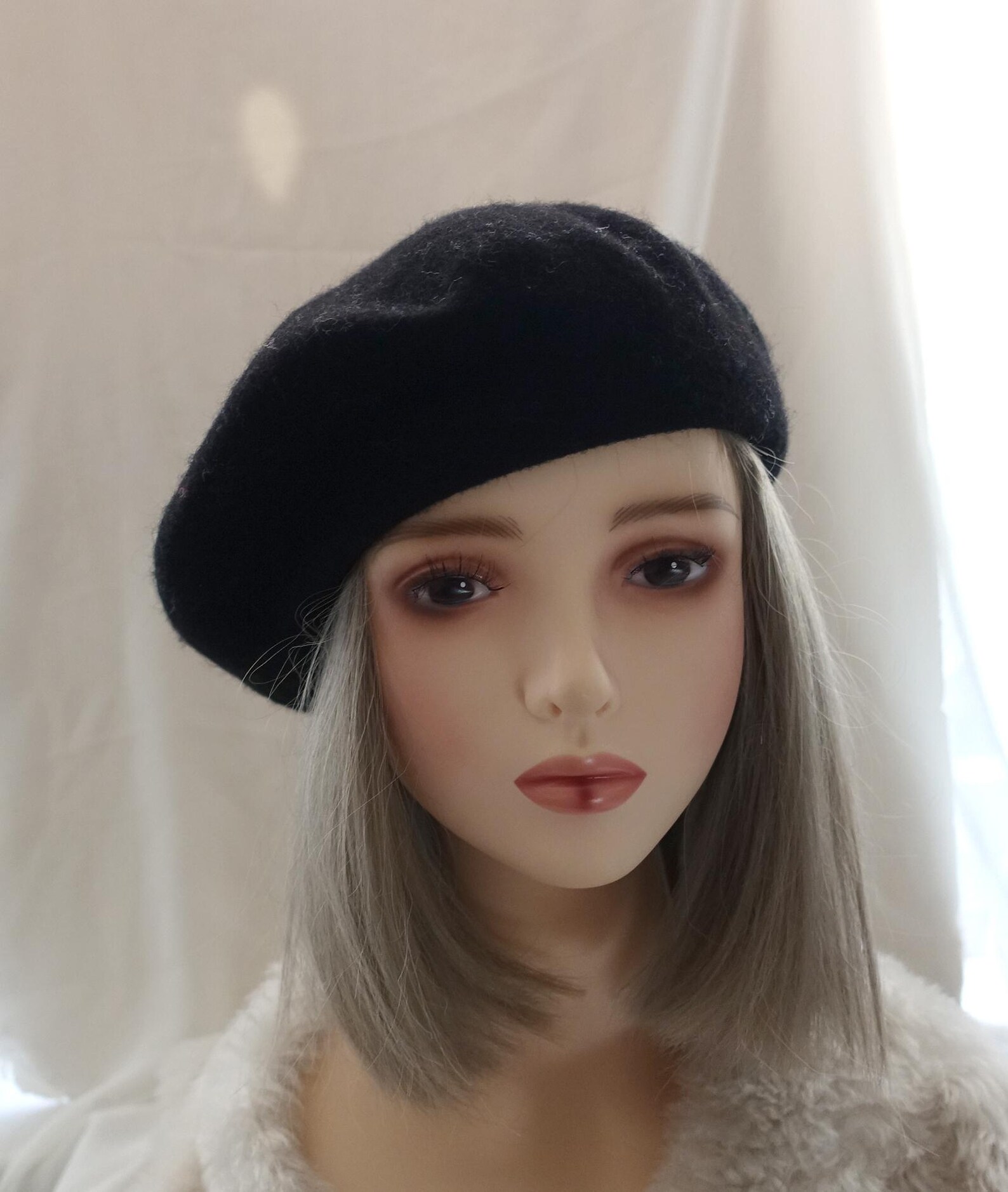 Black Wool Beret With White Dragon Embroidery | Gothic Fantasy Witchy ...