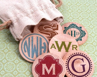 Wedding Favor Wooden Nickels, Monogram Wooden Nickels Set of 25 - Etsy