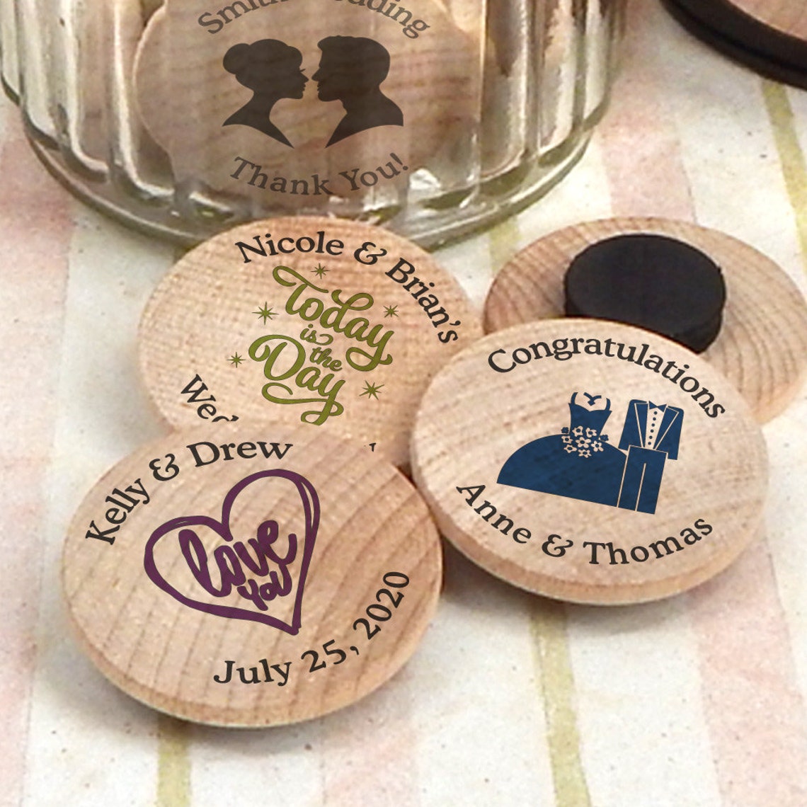 Classic Wedding Wooden Magnets Set of 25 | Etsy Australia