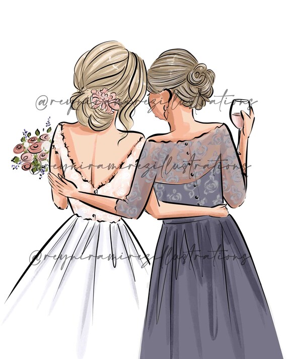 Clipart Bride Mom Bride Mom Print Bride Mom Card Mom's | Etsy