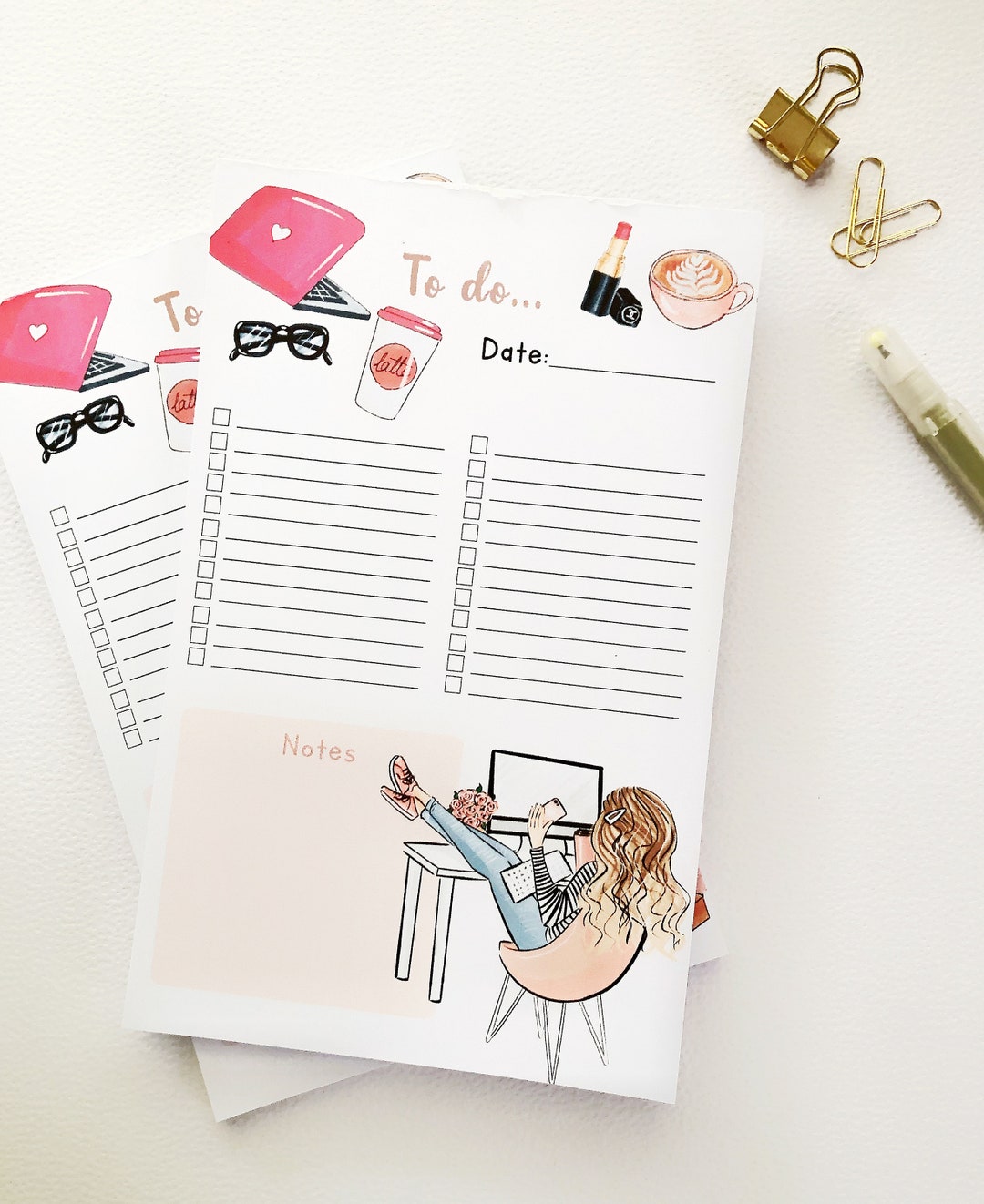 Girly Stationary, Daily Planner Notepad, Fashion Notepad, Daily ...