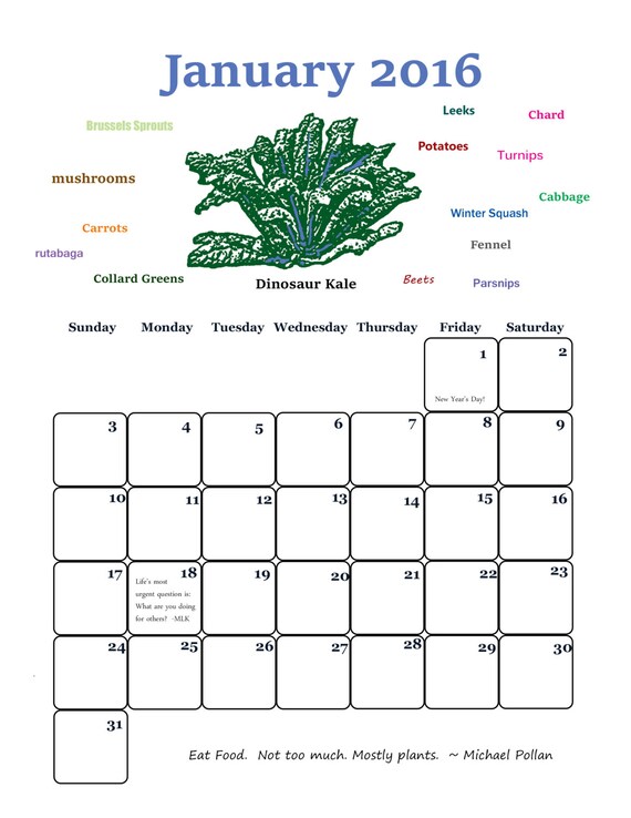 Items similar to 2016 Calendar - What is fresh at the farmer's market ...
