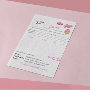 Sweet Treats Invoice Template | Bakery Template | Cake Business Invoice ...