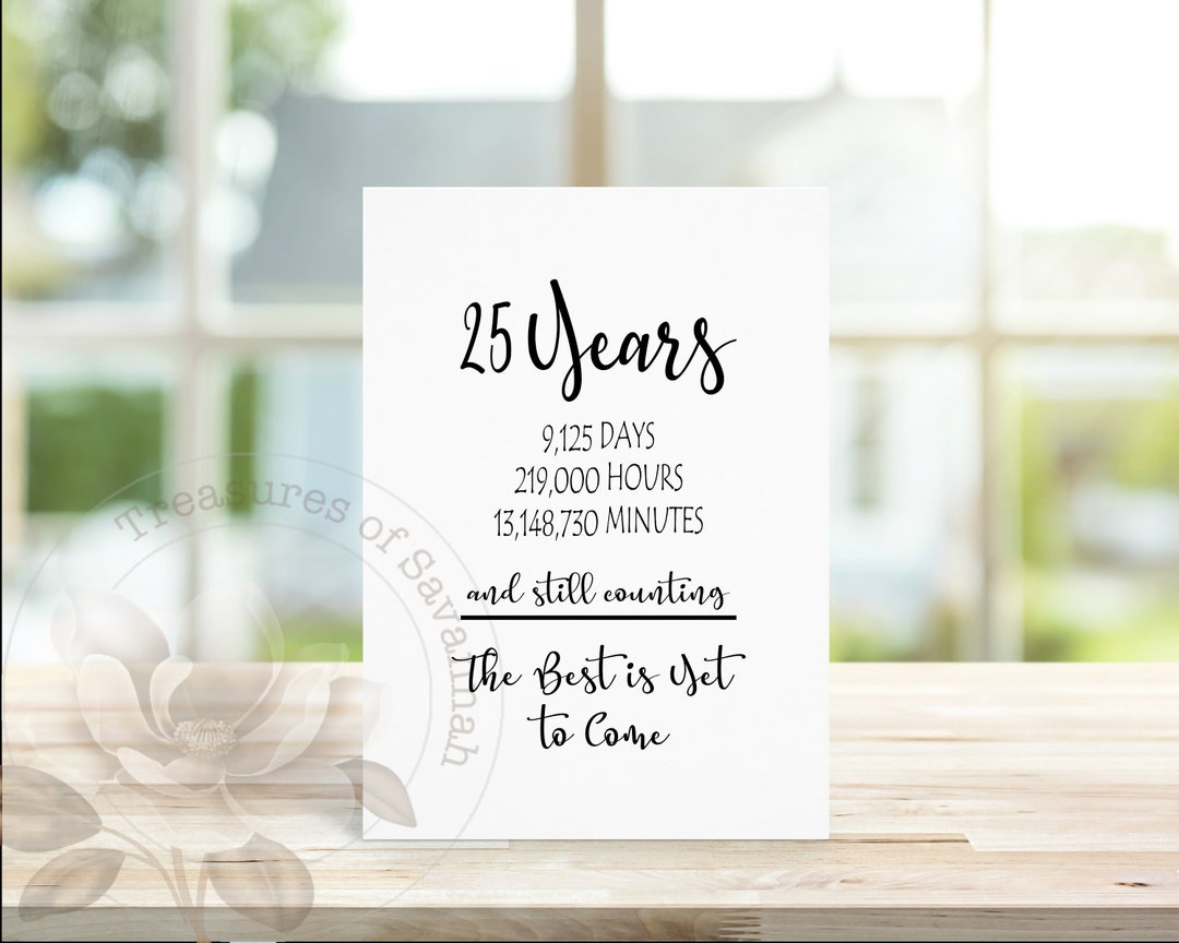 25 Year Anniversary Card 25th Anniverary Card Wedding - Etsy