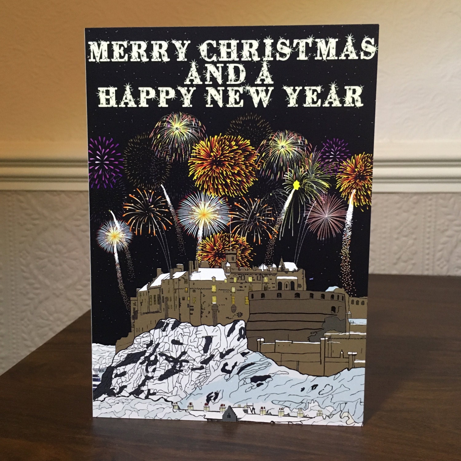 Edinburgh Castle Fireworks Christmas Card - Etsy