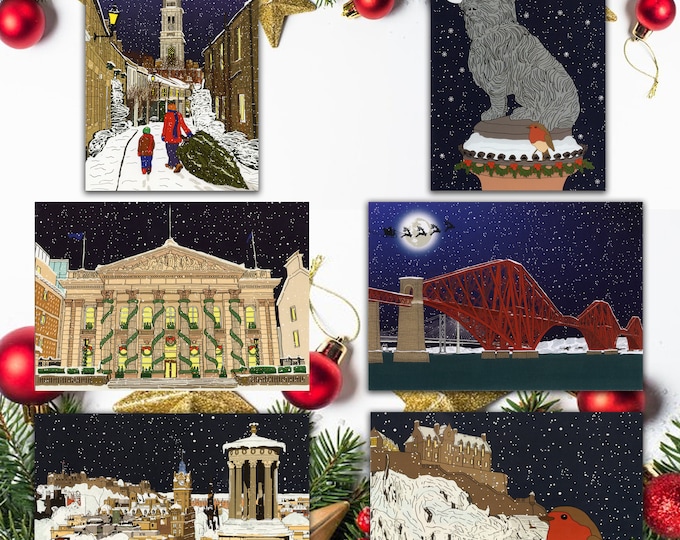 Edinburgh Christmas Card (single), Princes Street, Blank Xmas Holiday ...