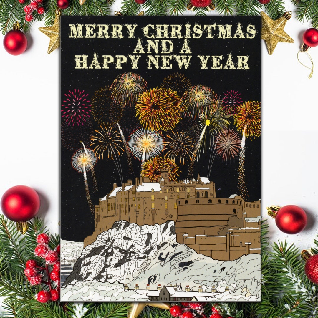 Edinburgh Castle Fireworks Christmas Card - Etsy