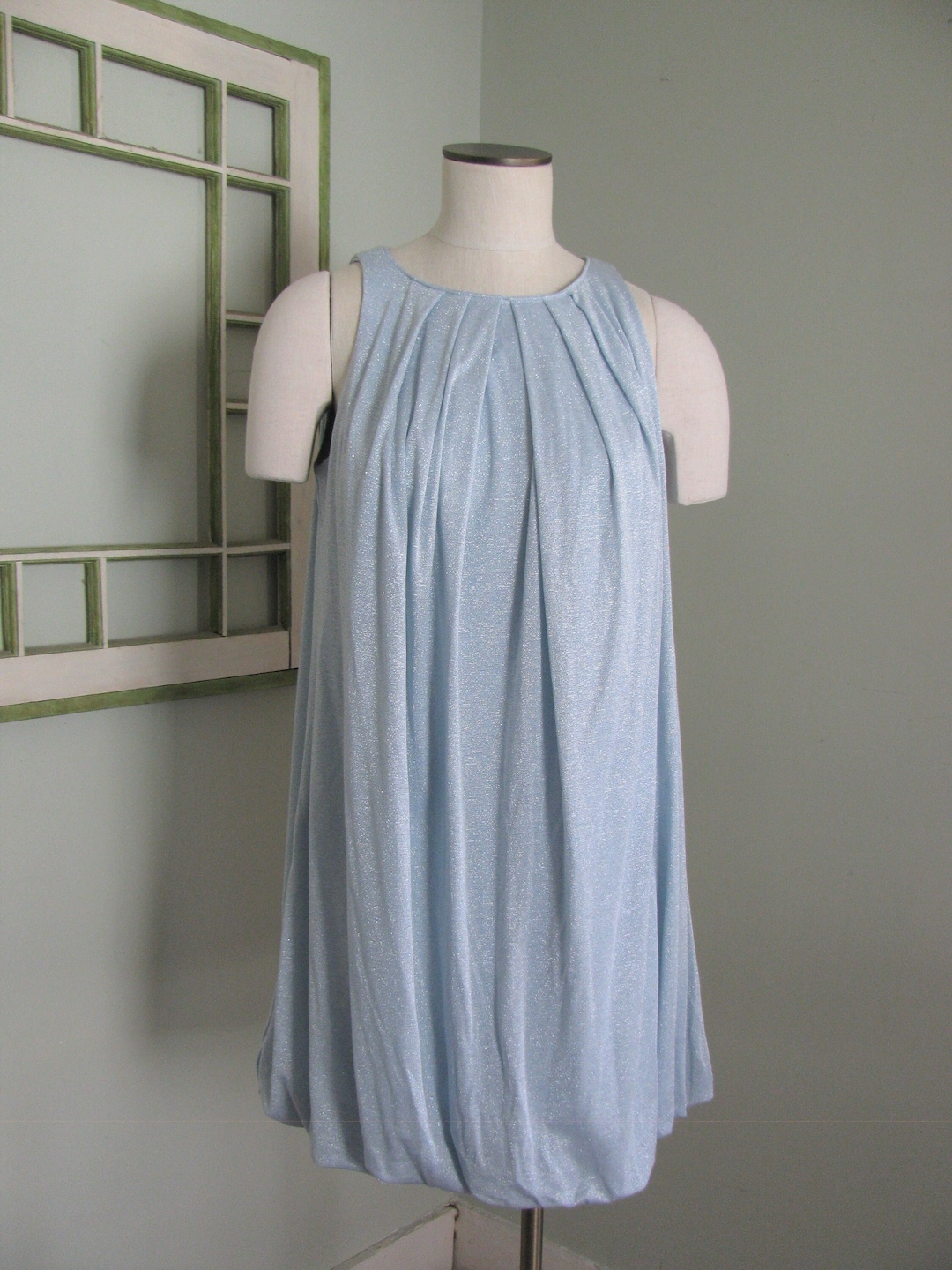 1980s Blue Bubble Dress, Vintage Party Dress, Sleeveless Dress, Formal ...