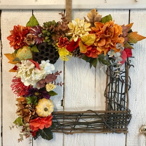 Fall Wreath for Front Door Square Autumn Wreath Square Fall | Etsy