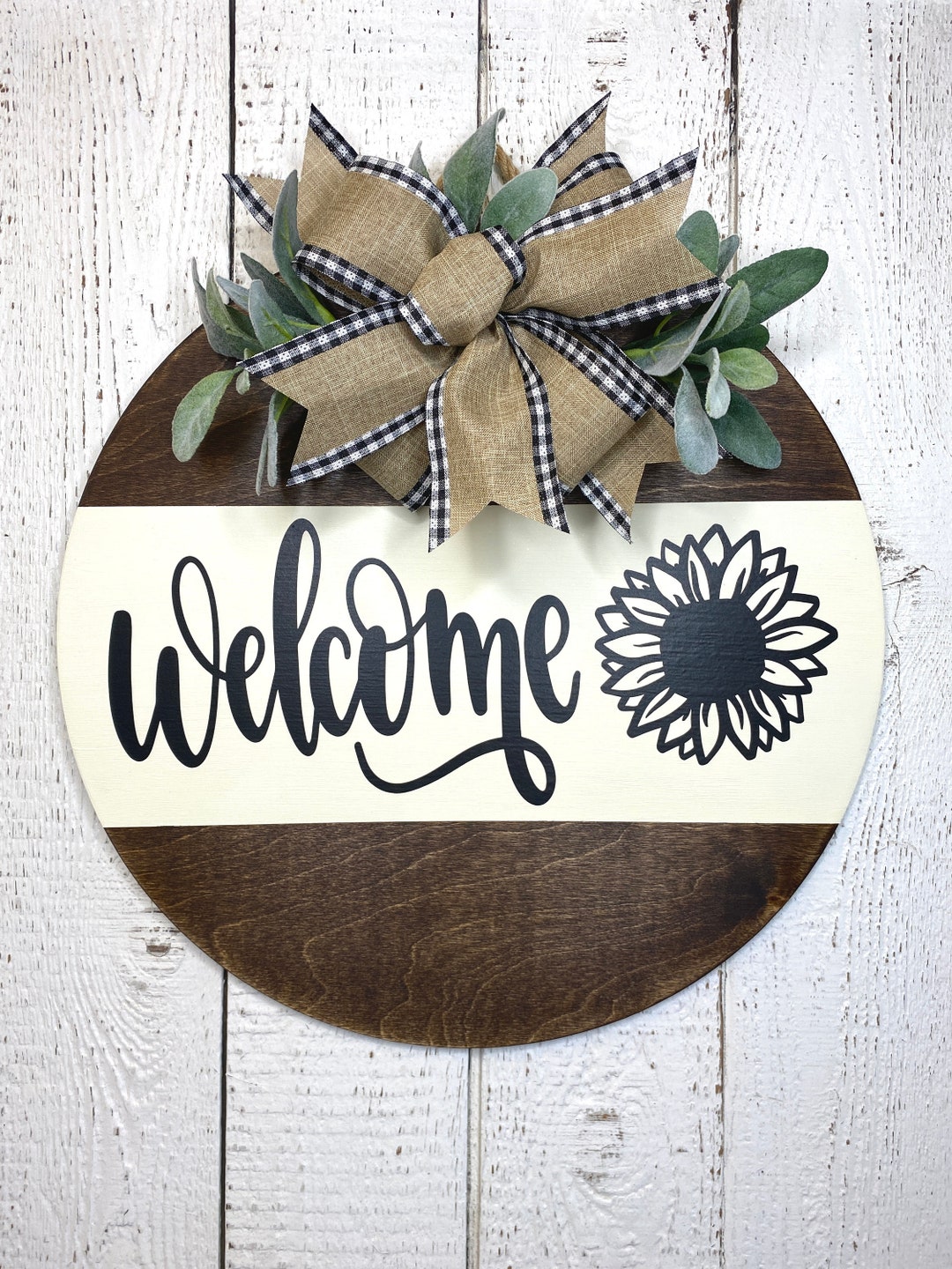 Welcome Door Hanger, Wood Round Door Hanger, Year Round Door Decor ...