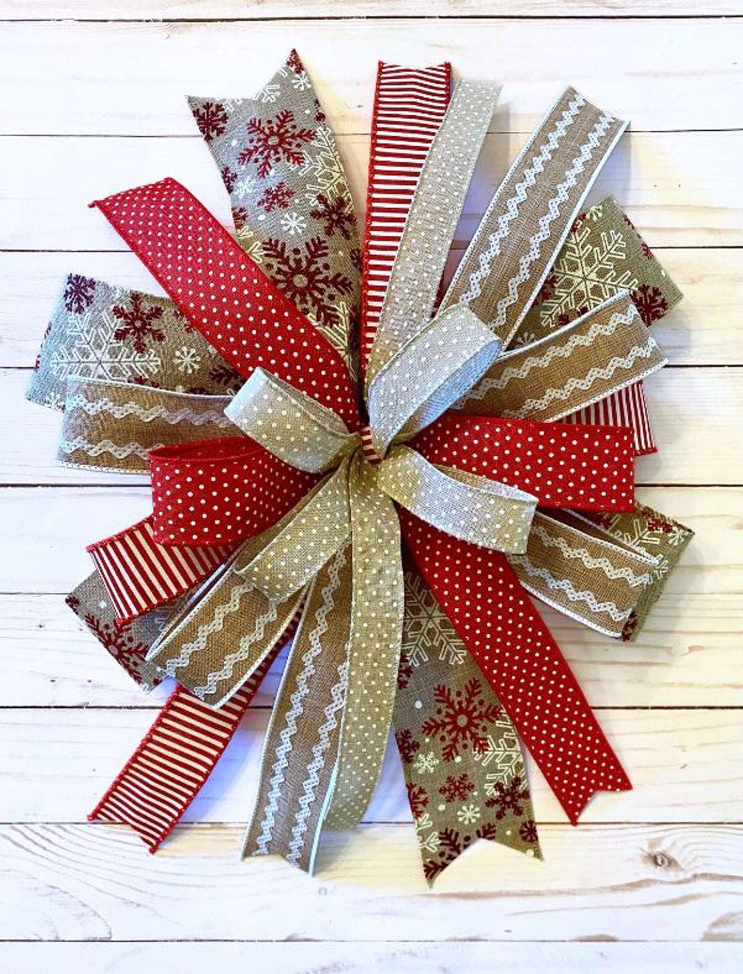 Tree Topper Bow, Large Christmas Bow, Bow for Holiday Wreath, Lantern ...