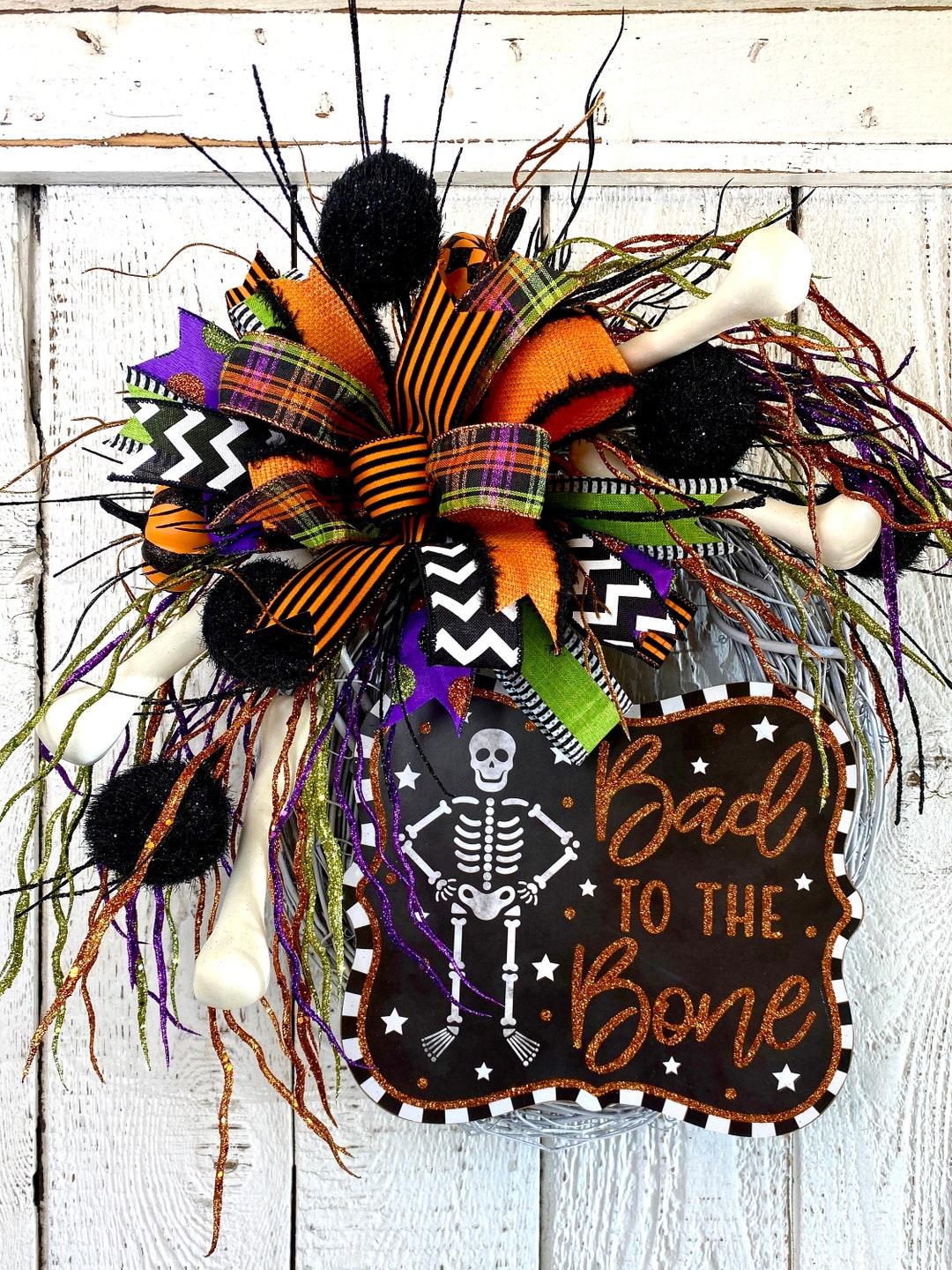Halloween Wreath-skeleton Wreath-cute Halloween Wreath-wreath for ...