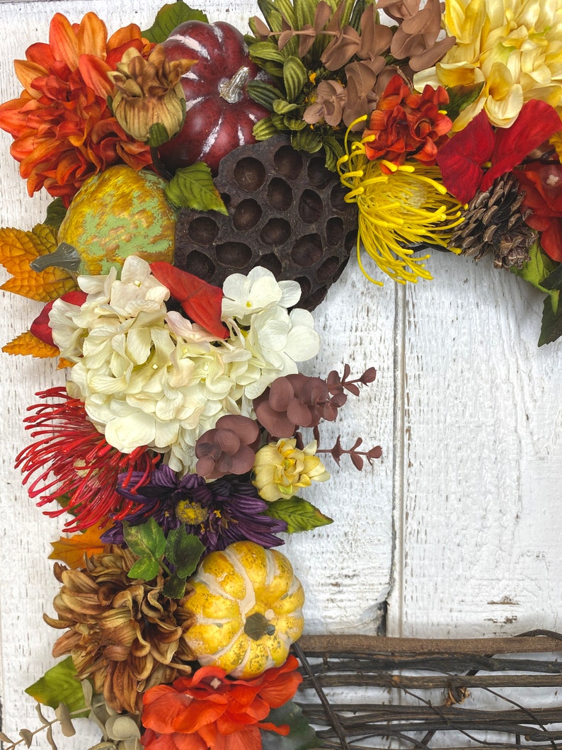 Fall Wreath for Front Door-square Autumn Wreath-square Fall - Etsy