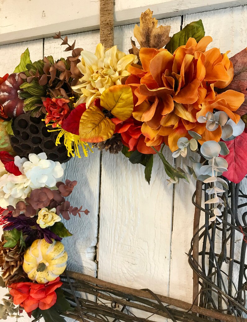 Fall Wreath for Front Door Square Autumn Wreath Square Fall | Etsy