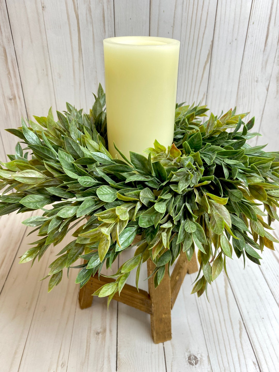 Mini Greenery Wreath-greenery Candle Ring-tabletop - Etsy